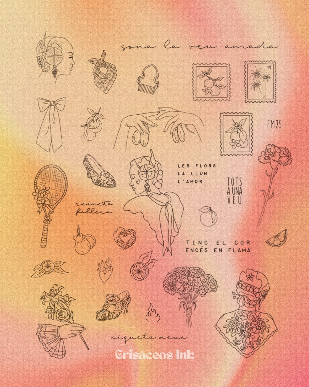 Flash tattoo fallas 2025 · Grisáceos Ink, FINE LINE VALENCIA